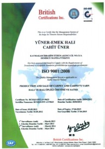 Yüner Cami Halısı – Quality Certificates